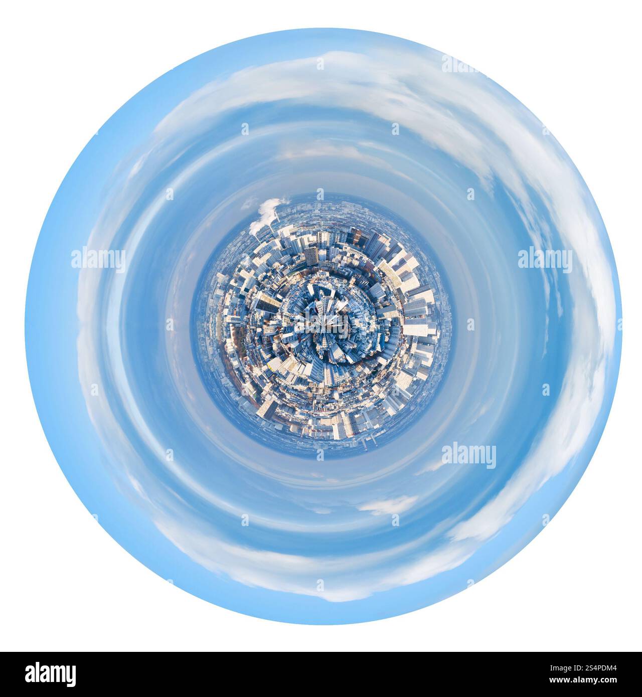 little planet - urban spherical panorama of Paris megalopolis isolated ...