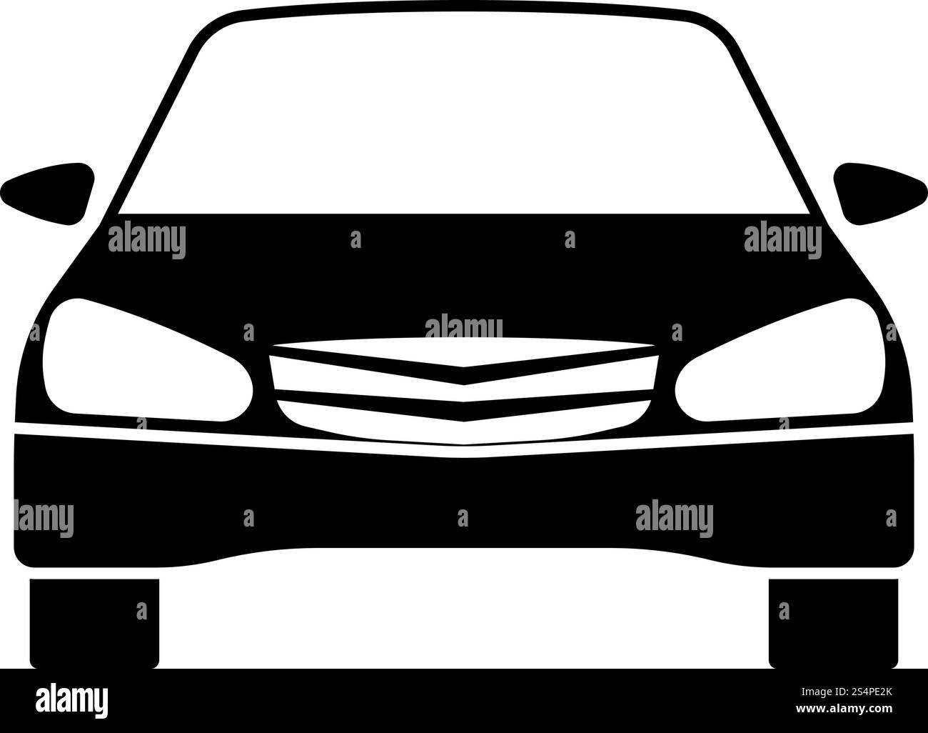 Sedan Car Icon Front View. Black on White. Vector Illustration Stock ...