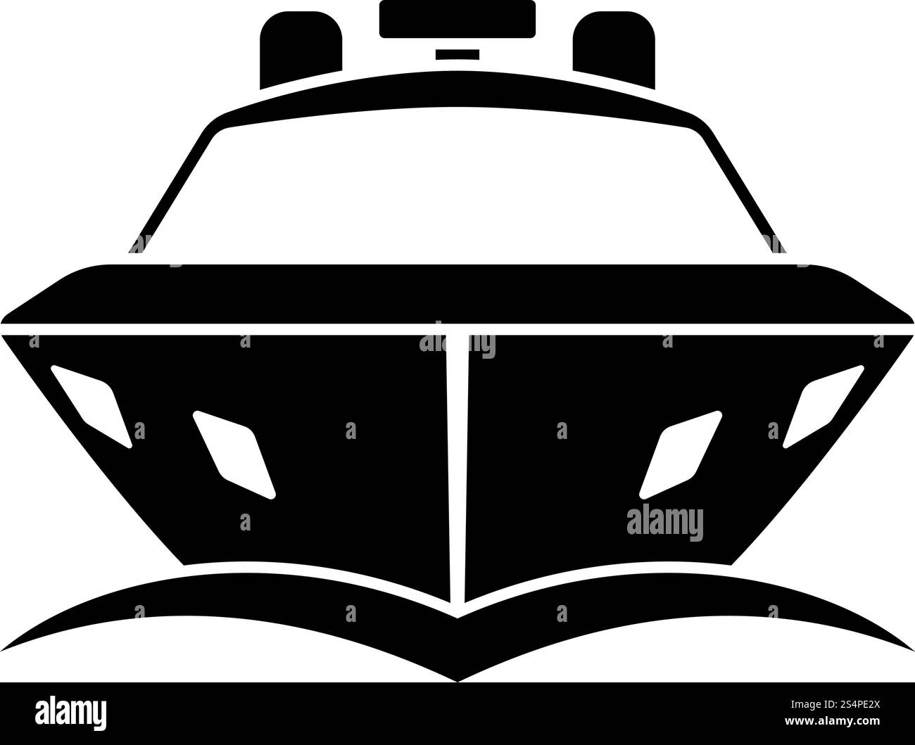 Motor Yacht Icon Front View. Black on White. Vector Illustration Stock ...