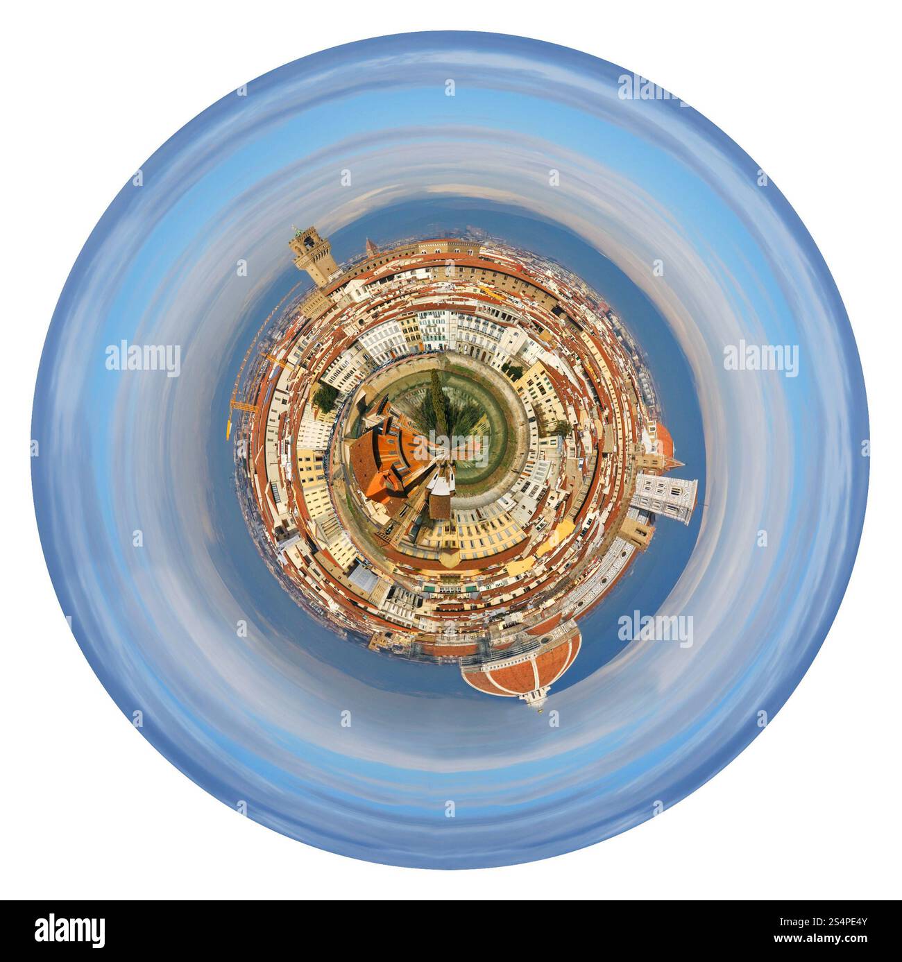 little planet - urban spherical view of Florence Italy from ...
