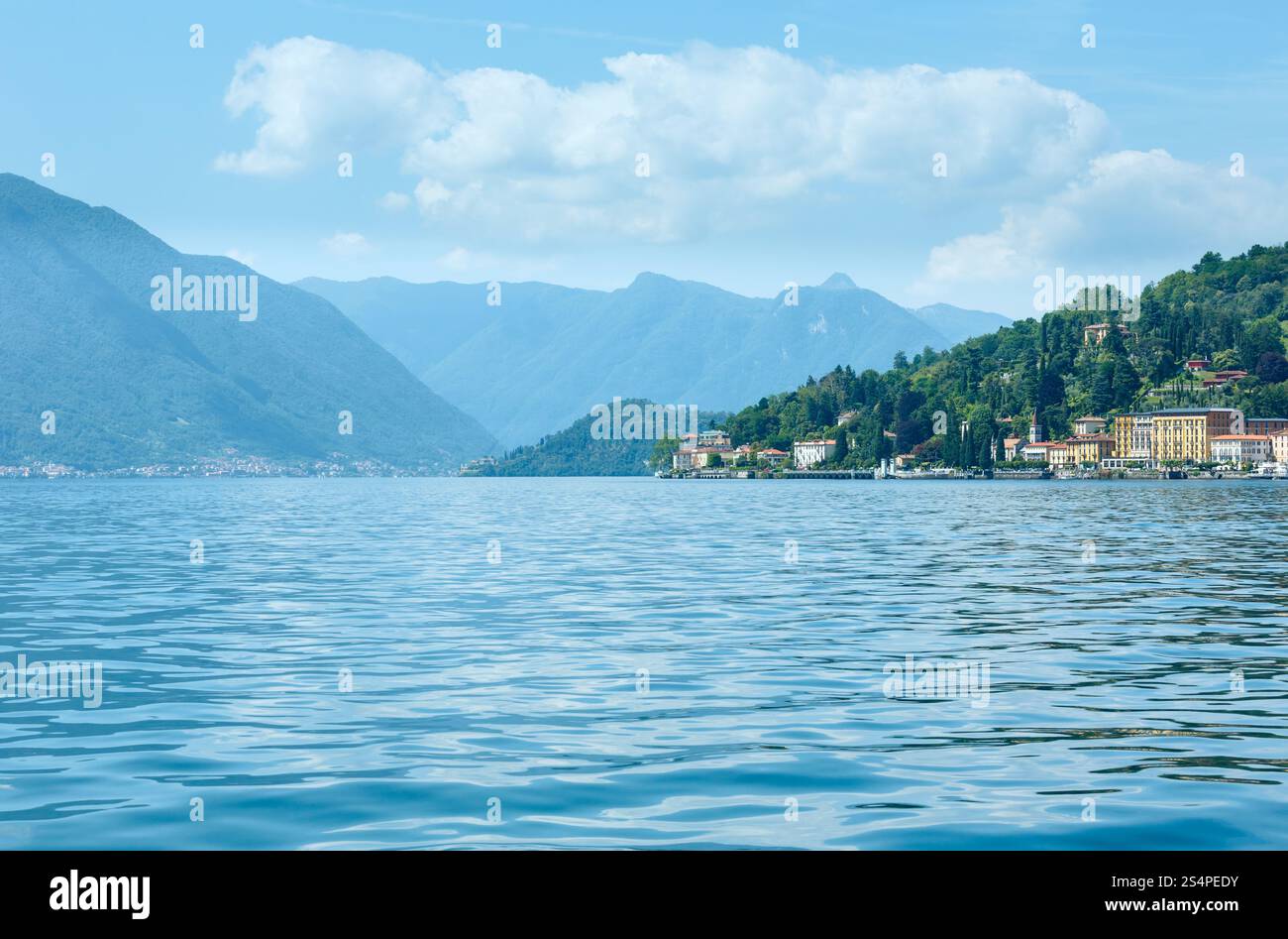 Lake Como (Italy) summer view from ship board Stock Photo - Alamy