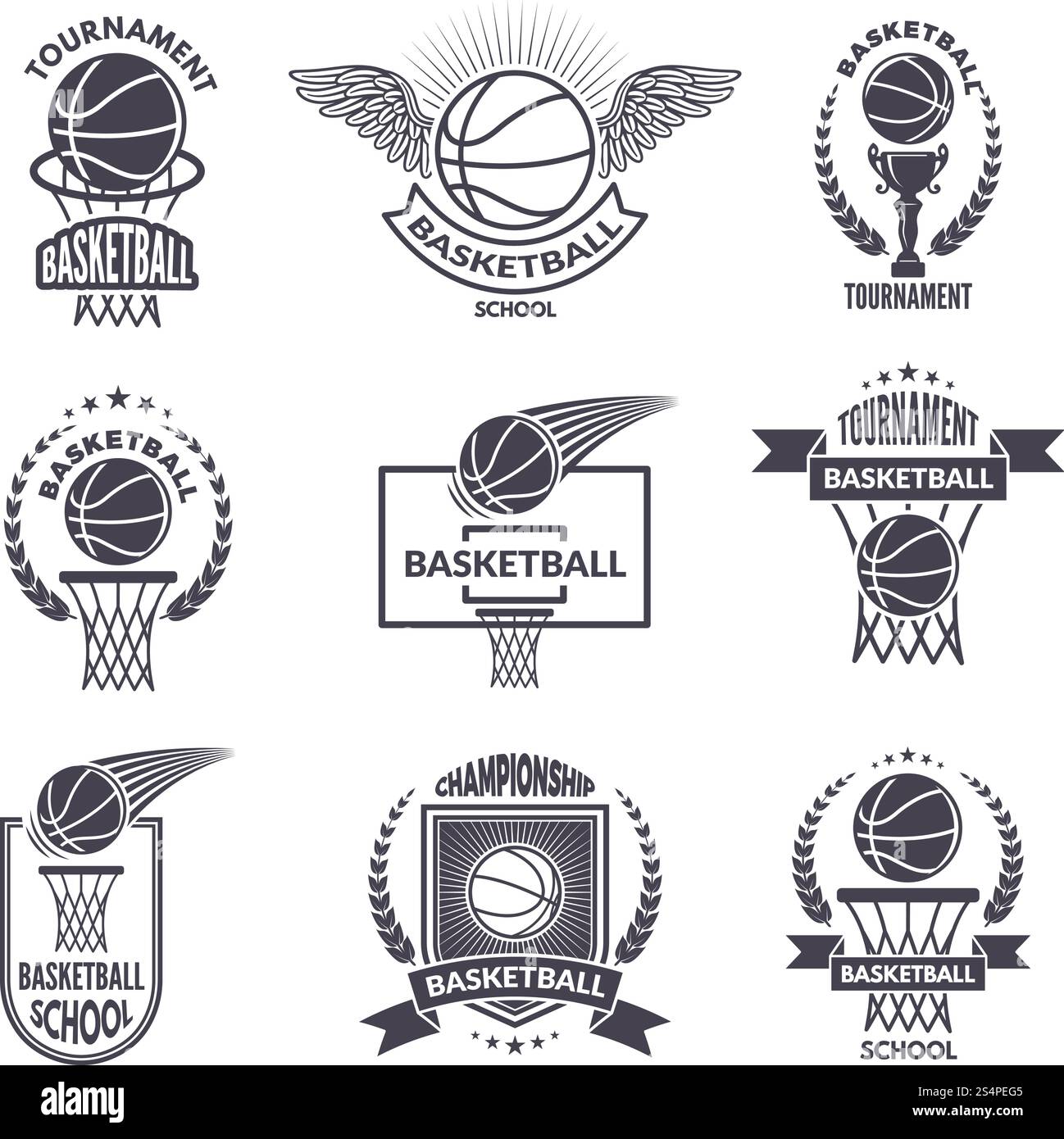 Sport labels for basketball club. Vector badges for champions ...