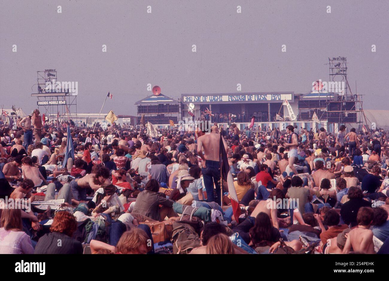 Hippies at the 3rd Isle of Wight Music Festival, England August 1970 ...