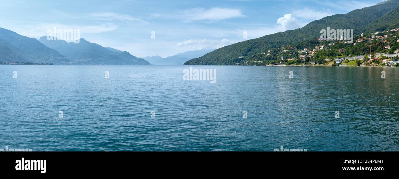 Lake Como (Italy) summer panorama. View from ship board Stock Photo - Alamy