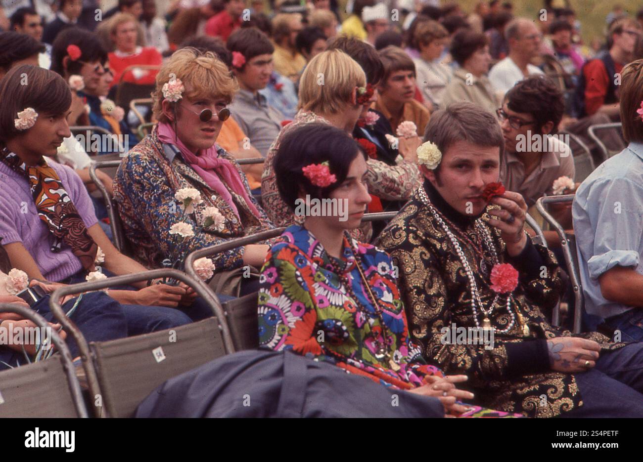 Hippies at a pop music concert, England 1970s Stock Photo - Alamy