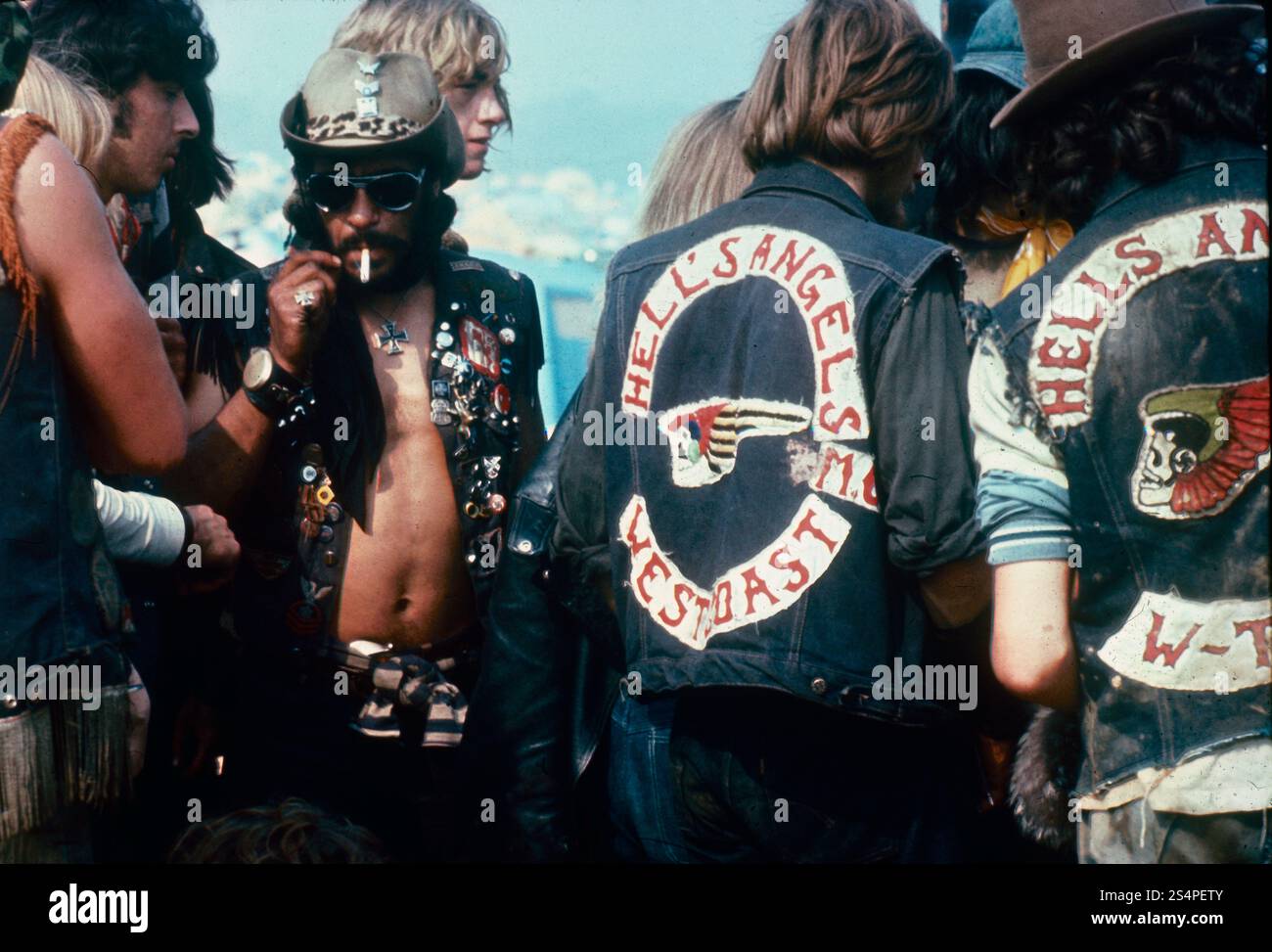 Hell Angels gang members at the 3rd Isle of Wight Music Festival ...
