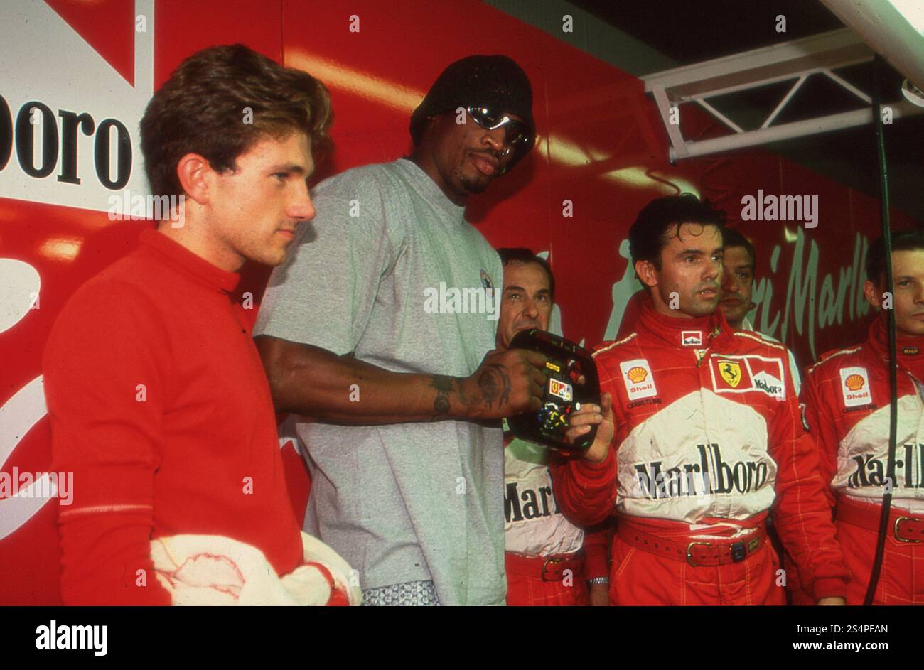 American professional basketball player Dennis Rodman visiting Ferrari ...