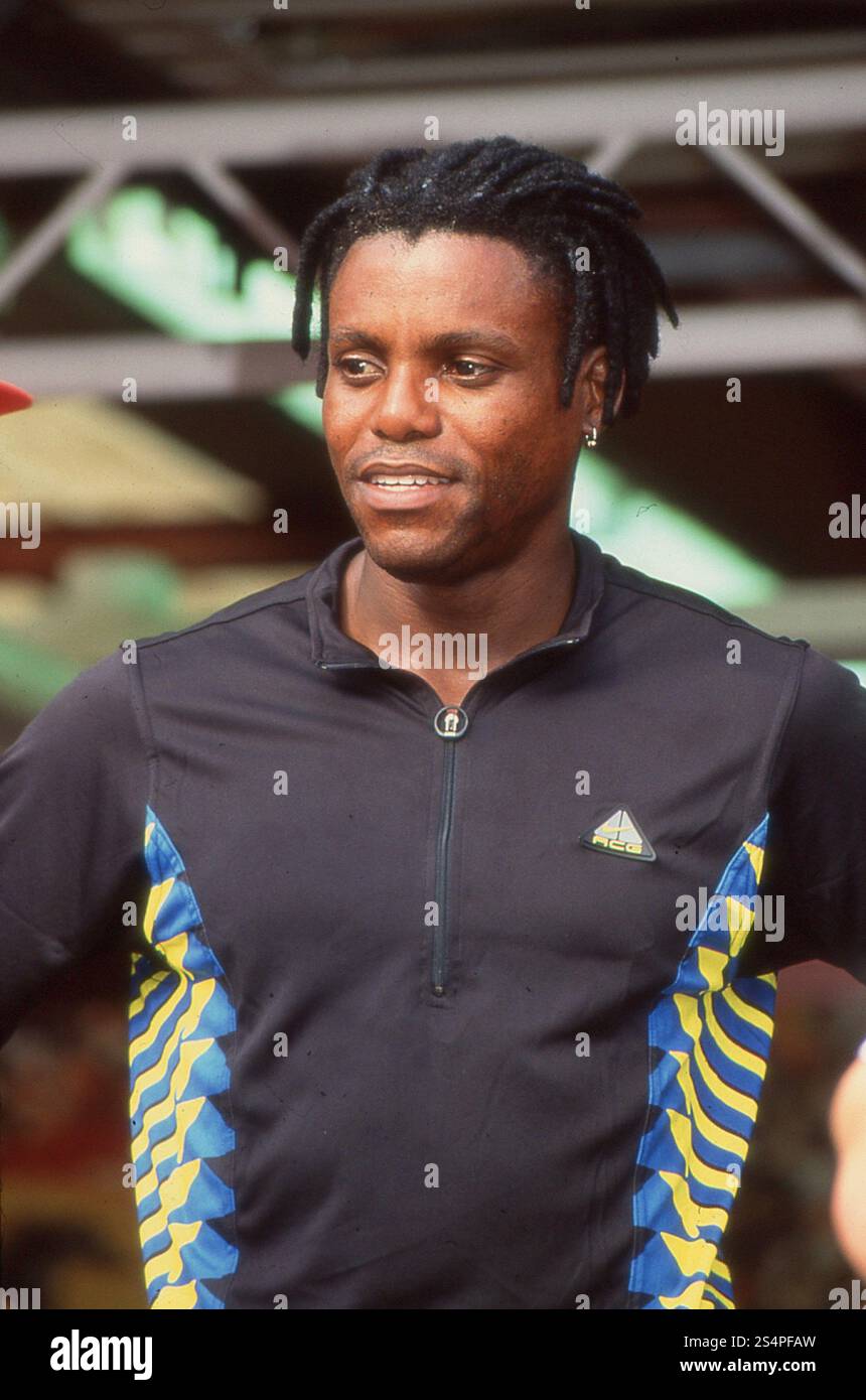 American track and field athlete Carl Lewis, 1997 Stock Photo - Alamy