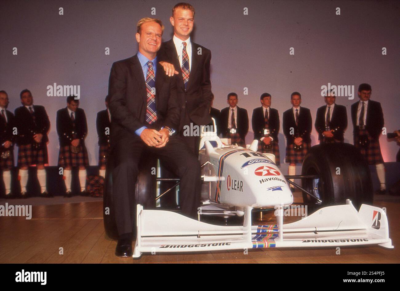 Motorsports racing driver Danish Jan Magnussen and Brazilian Rubens ...