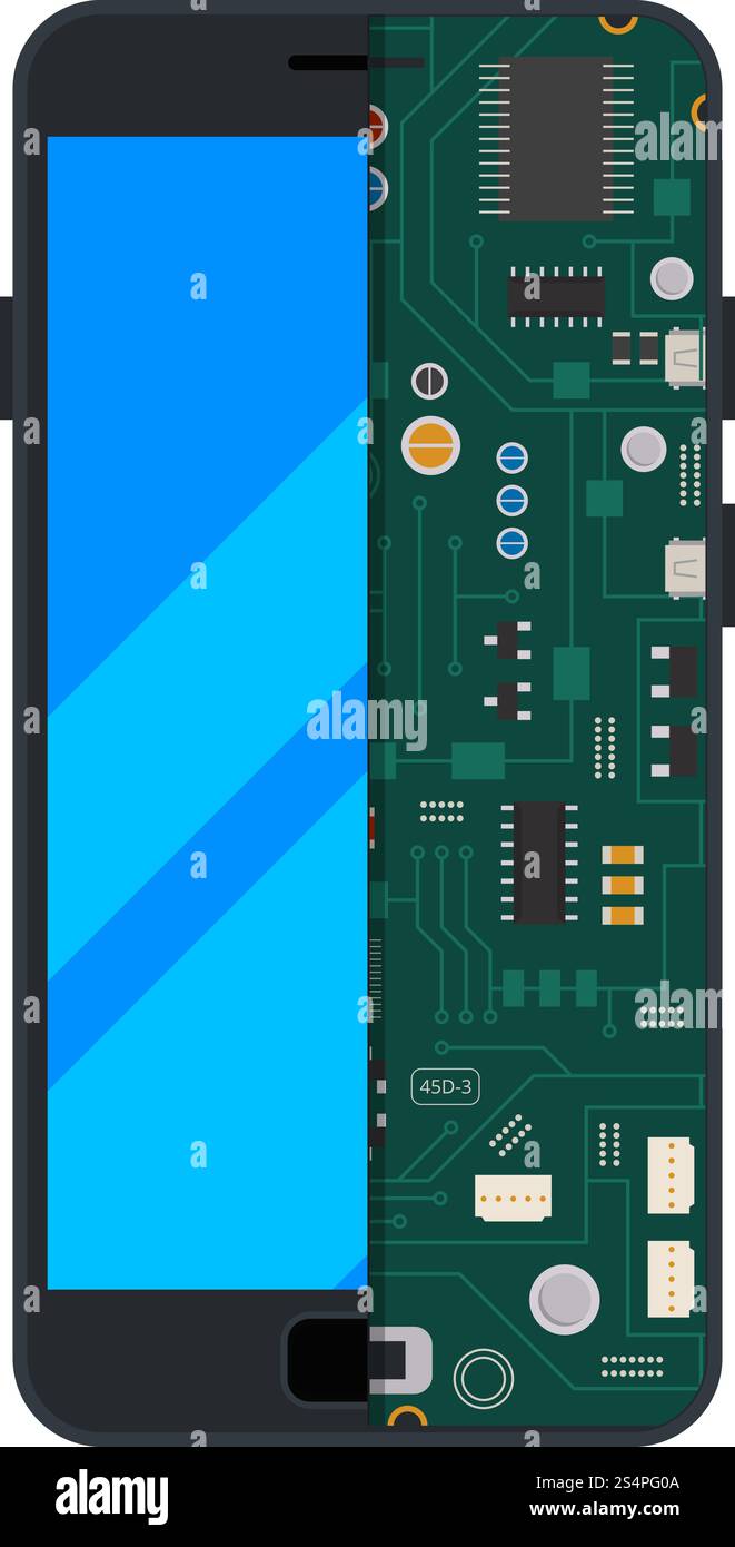 Illustration of electronic circuit of mobile phone or smartphone ...