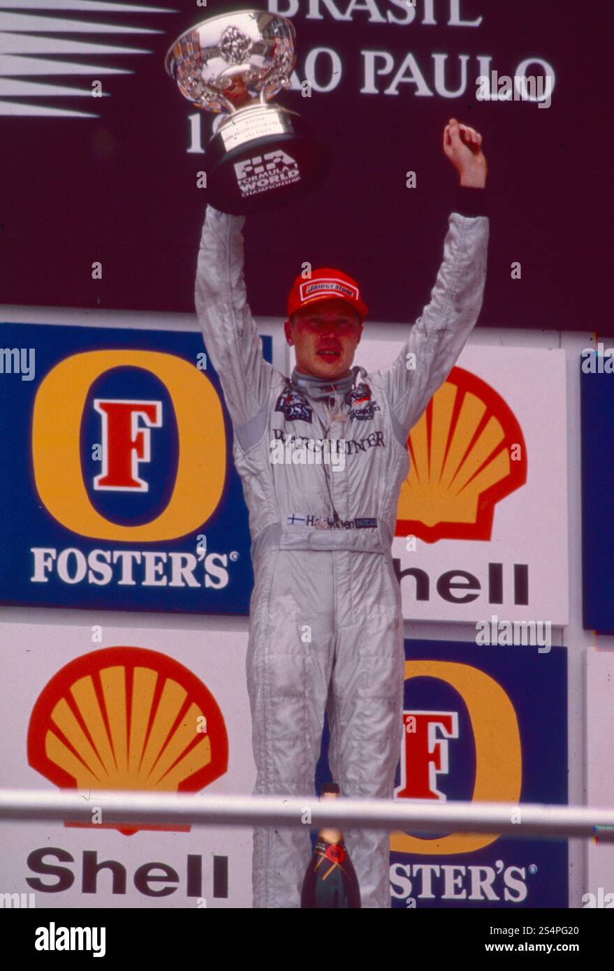 Finnish F1 racing driver Mika Hakkinen wins the competition, Brazilian ...
