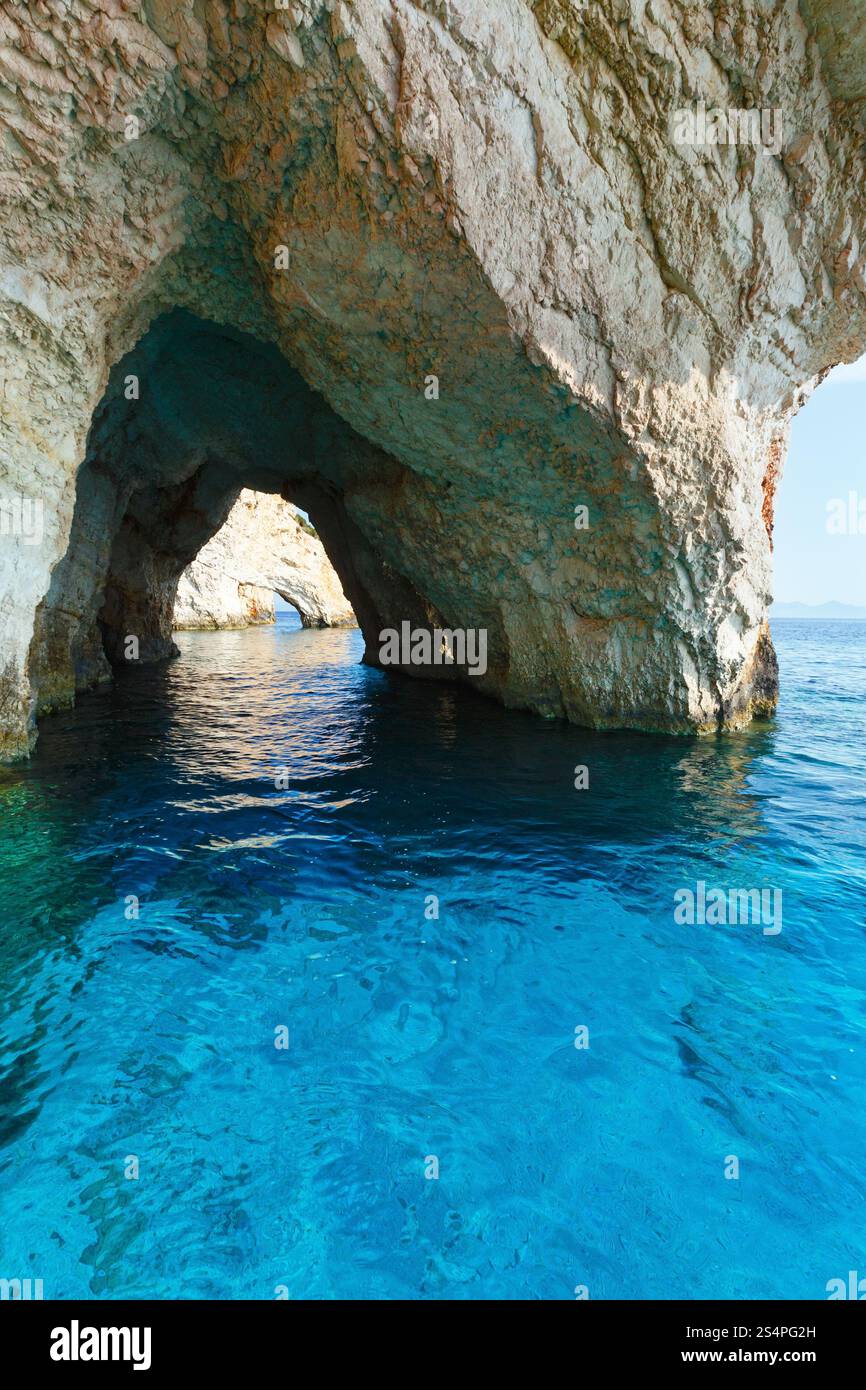 View of Blue Caves from boat (Zakynthos, Greece, Cape Skinari Stock ...