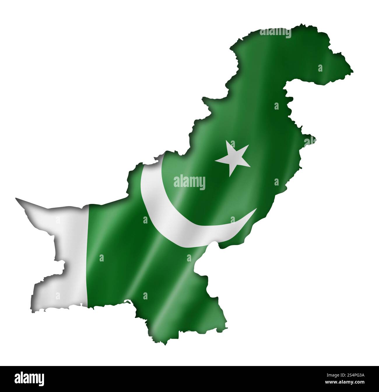 Pakistan flag map, three dimensional render, isolated on white Stock ...