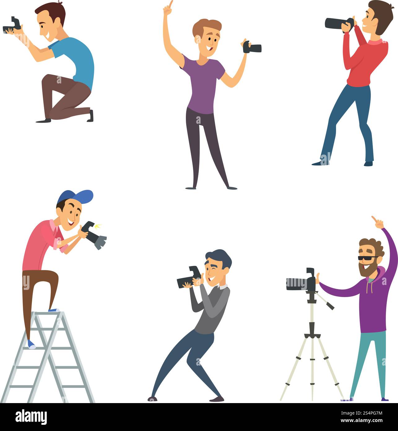 Photographers make photos. Set of funny characters isolate on white ...