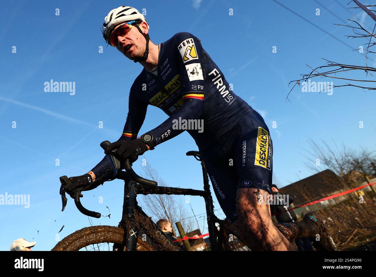 Otegem, Belgium. 13th Jan, 2025. Belgian Toon Aerts pictured during the men's elite race of the ...
