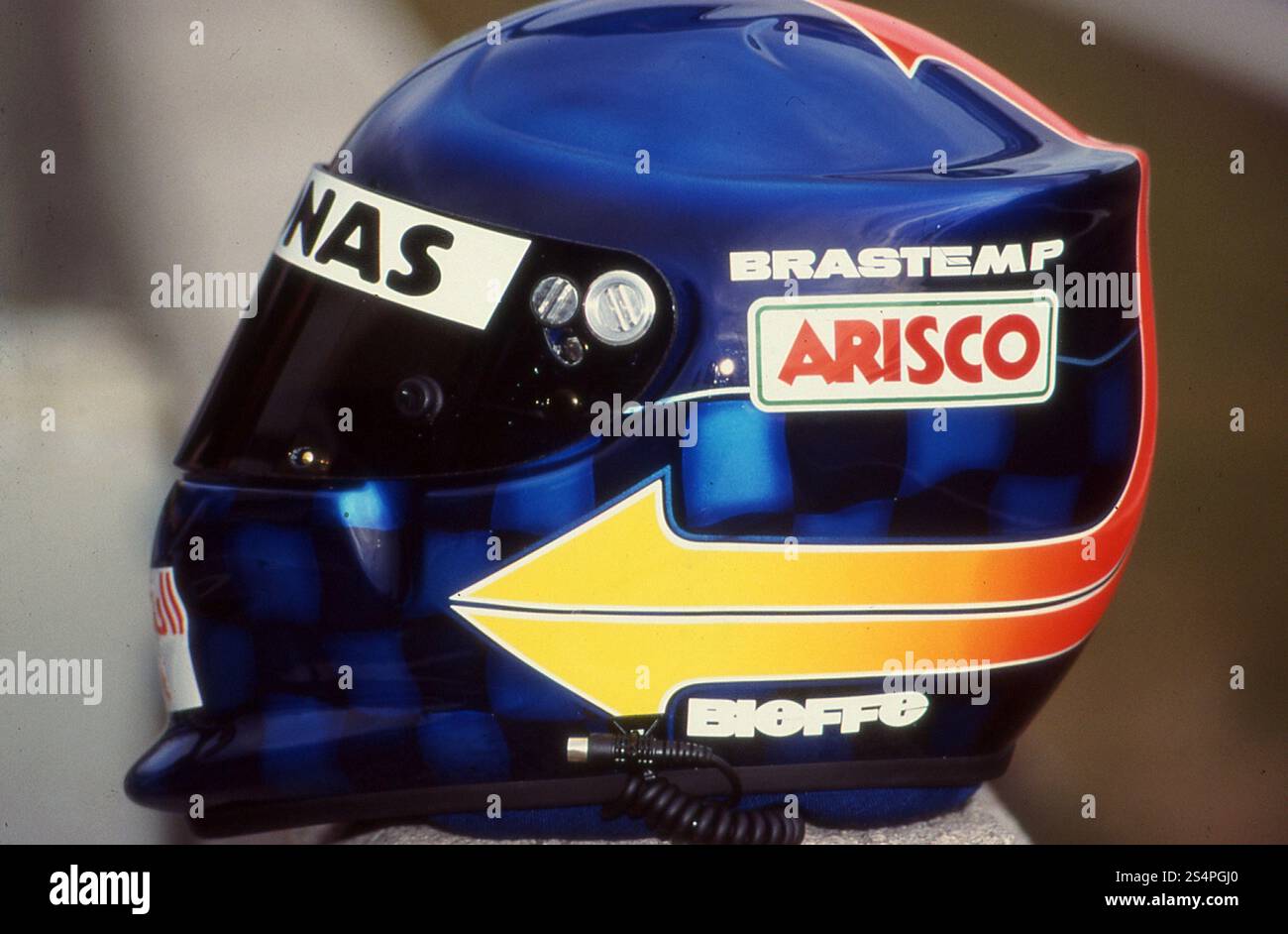 Brazilian motorsports racing driver Pedro Paulo Diniz's helmet on ...