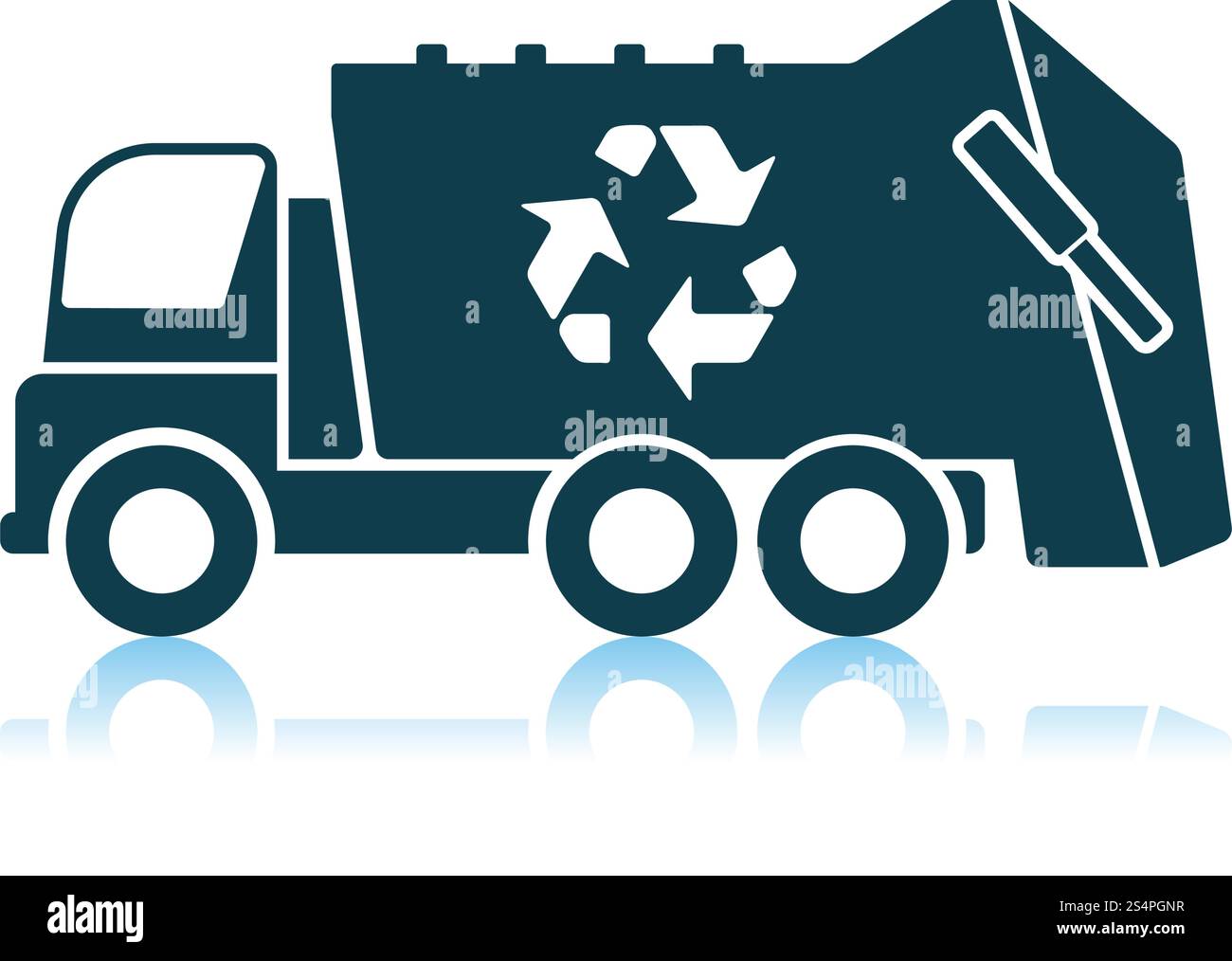 Garbage Car With Recycle Icon. Shadow Reflection Design. Vector ...