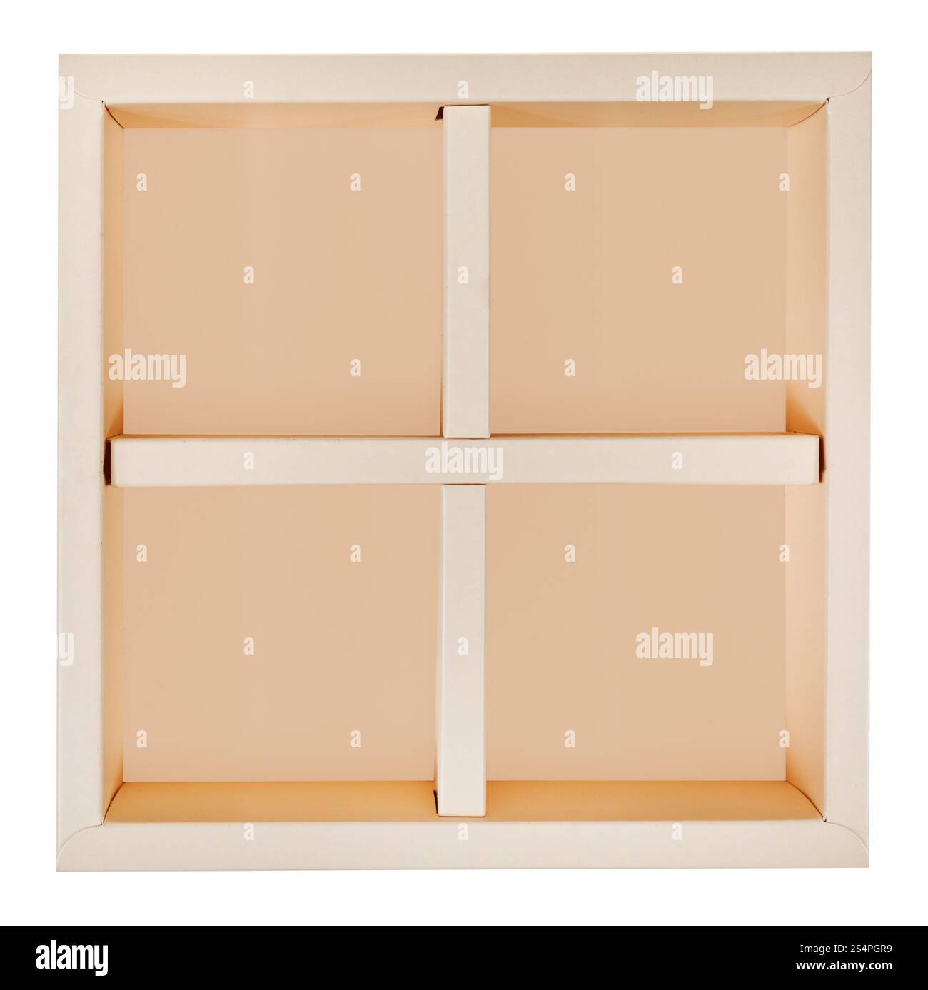 square paper box with four cells isolated on white background Stock ...