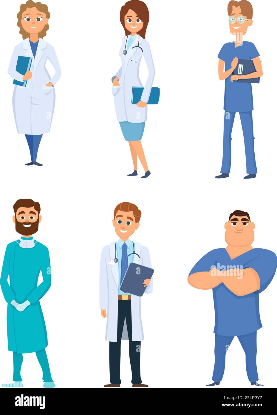 Different medical personal. Male and female doctors. Cartoon characters ...