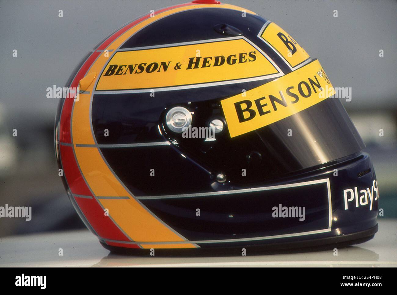 German motorsports racing driver Heinz-Harald Frentzen's helmet on ...