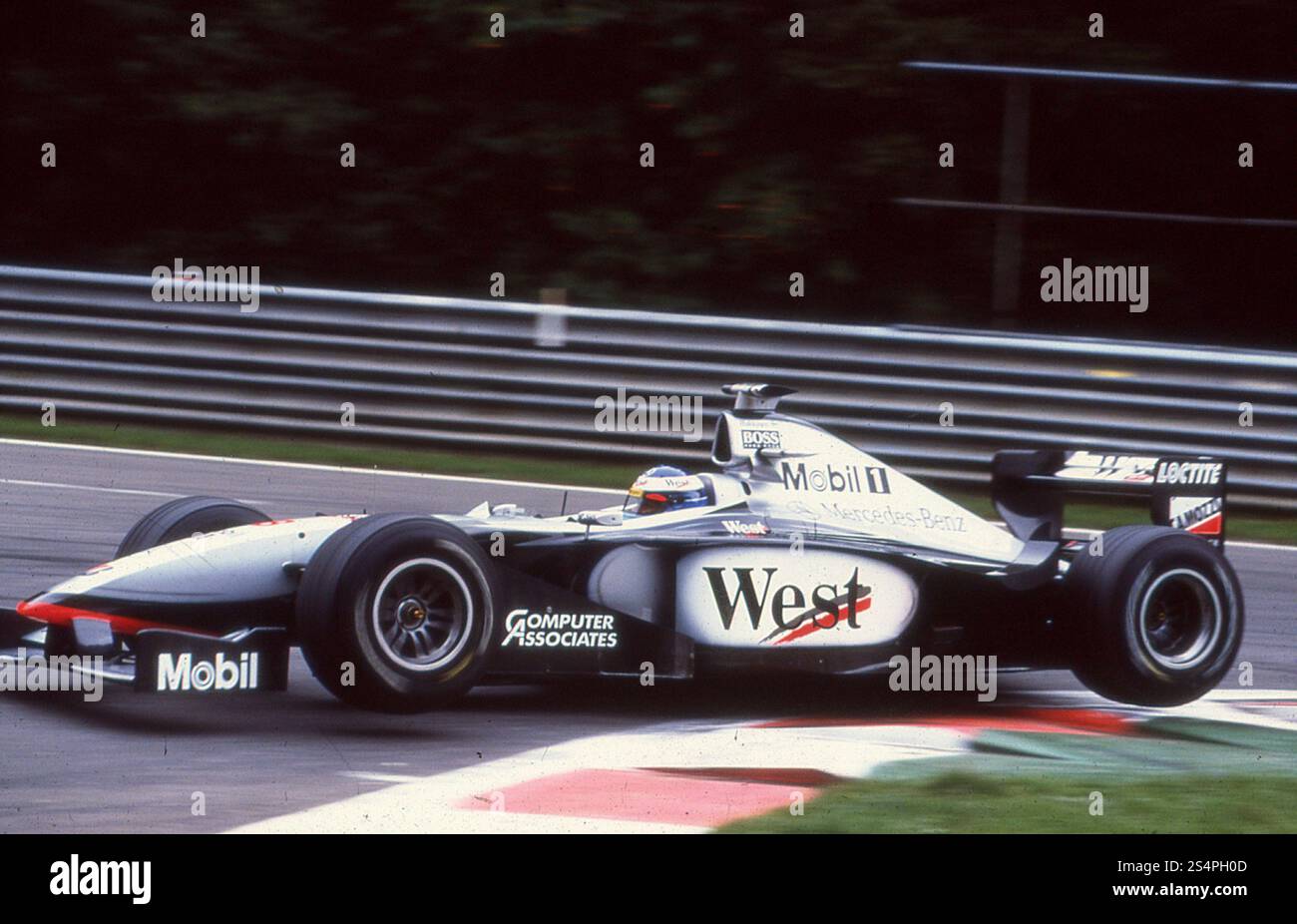 Finnish F1 racing driver Mika Hakkinen on McLaren Mercedes, 1998 Stock ...
