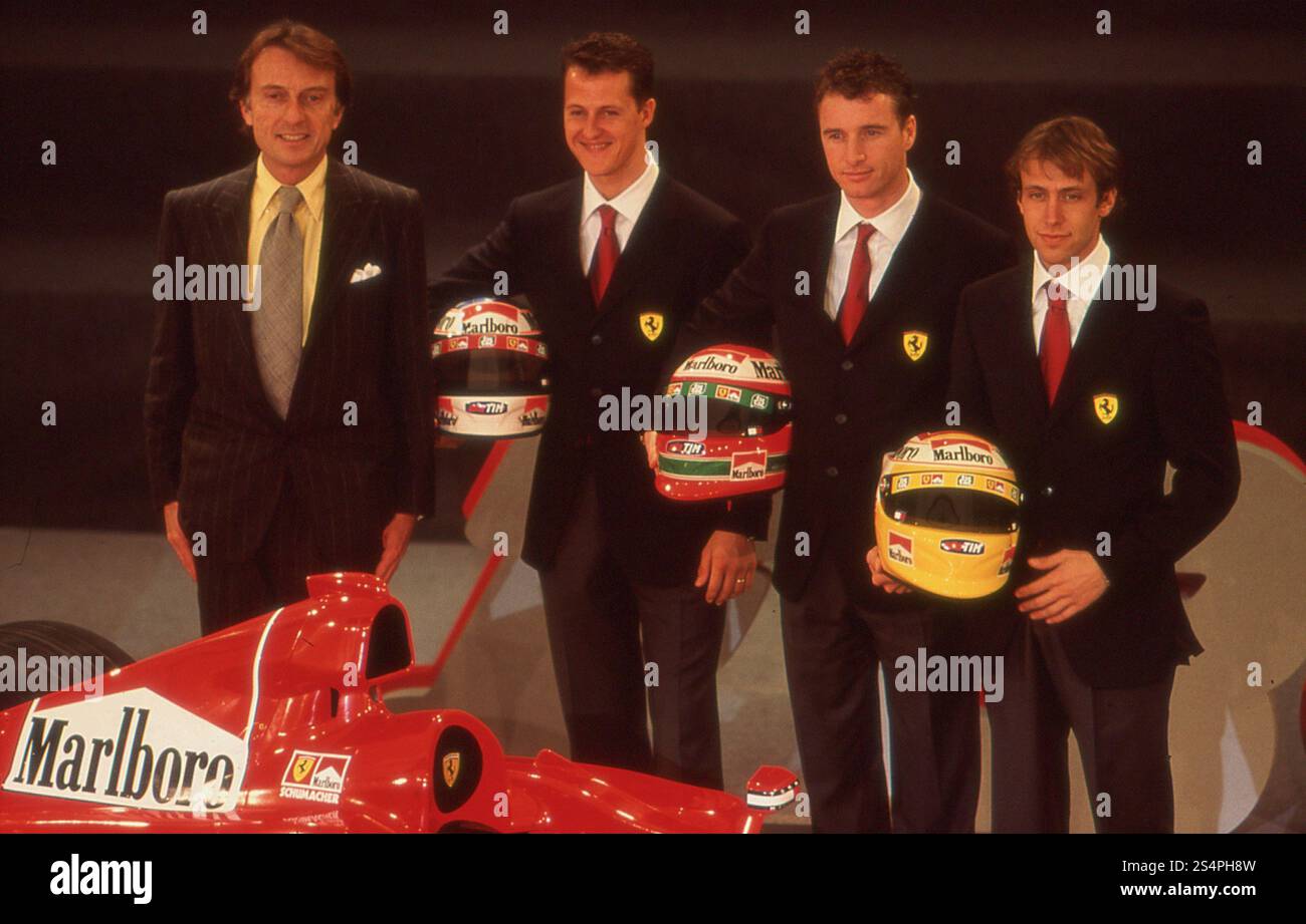 Luca di Montezemolo, Michael Schumacher, Eddie Irvine and Badoer at the ...