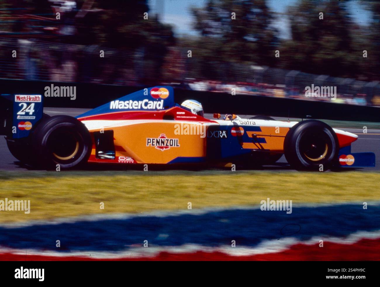 Italian motorsports racing driver Vincenzo Sospiri on Lola Ford F1 car ...