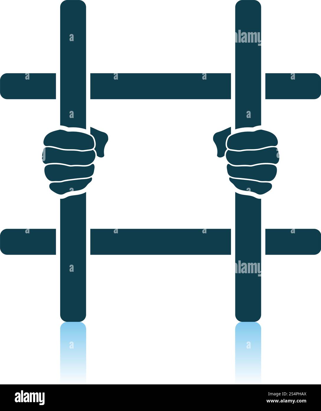 Hands Holding Prison Bars Icon. Shadow Reflection Design. Vector ...