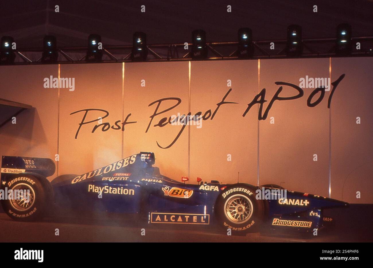 Prost Peugeot AP01 Formula One racing car launch, 1998 Stock Photo - Alamy