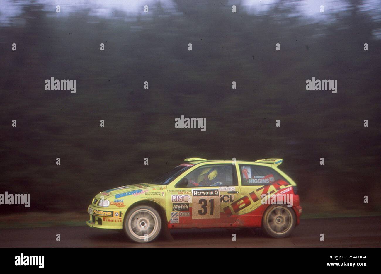 British car race driver David Higgins at the RAC Rally, 1997 Stock ...