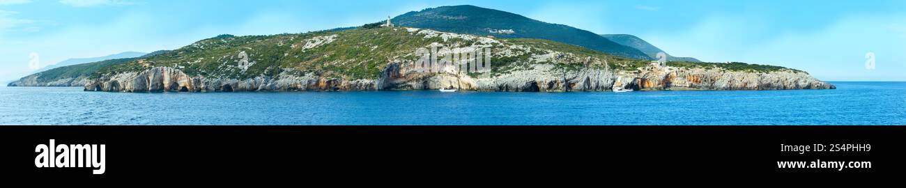 View of Blue Caves from ferry (Zakynthos, Greece, Cape Skinari ...