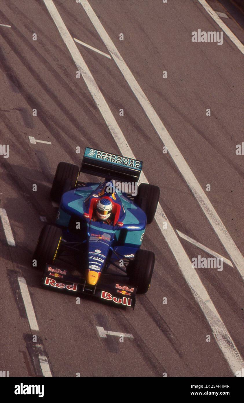 French motorsports racing driver Jean Alesi on Benetton Renault B197 F1 ...