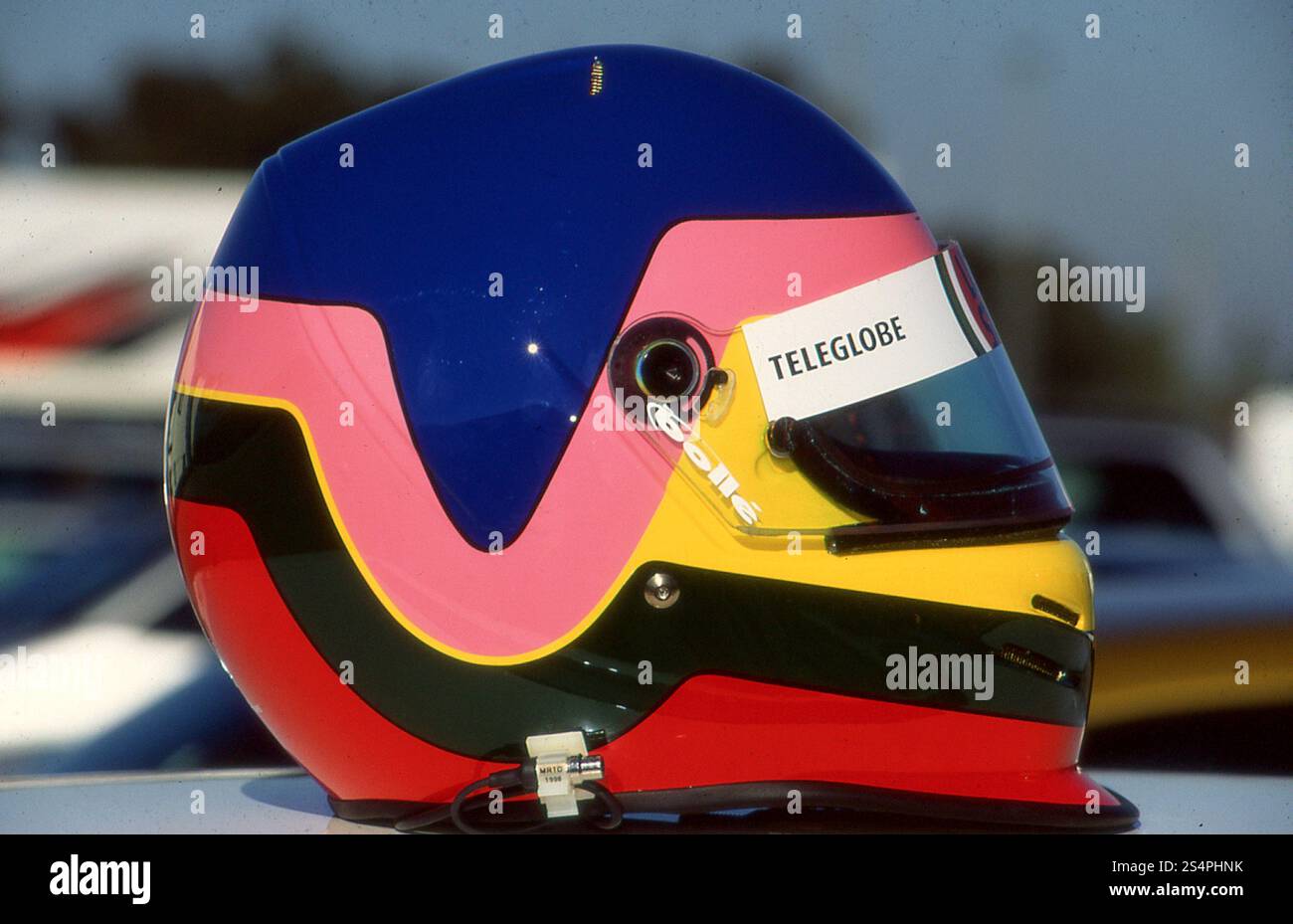 Canadian motorsports racing driver Jacques Villeneuve's helmet on ...