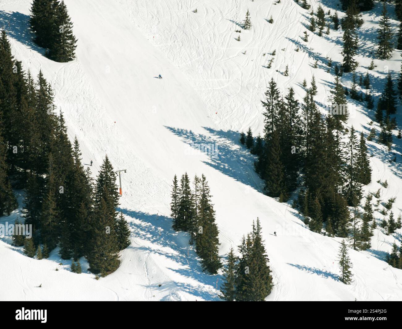downhill ski slopes in Saalbach Hinterglemm region, Austria Stock Photo ...