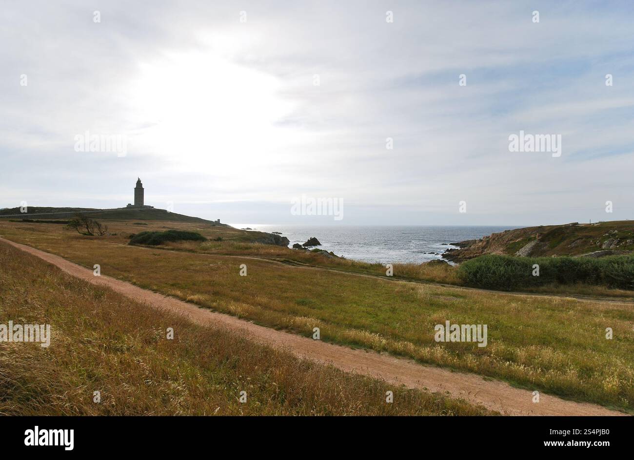 view of ancient roman lighthouse Tower of Hercules, La Coruna, Galicia ...