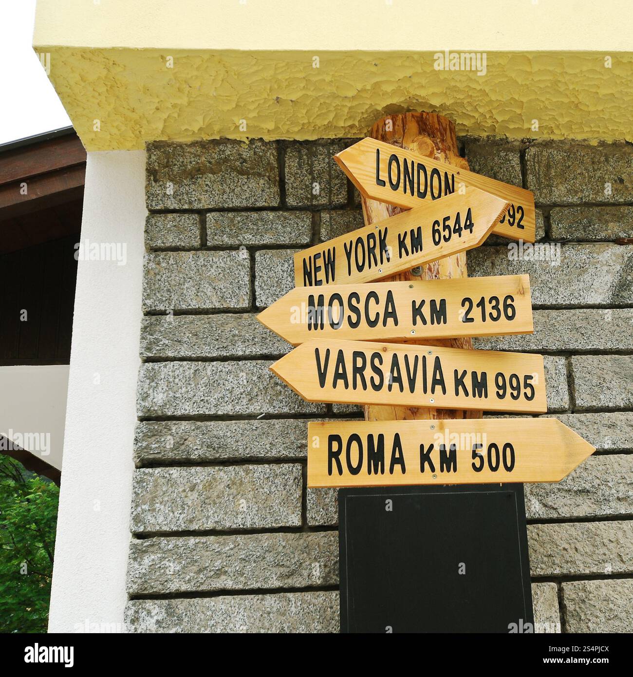 world city distance indications in Italy Stock Photo - Alamy