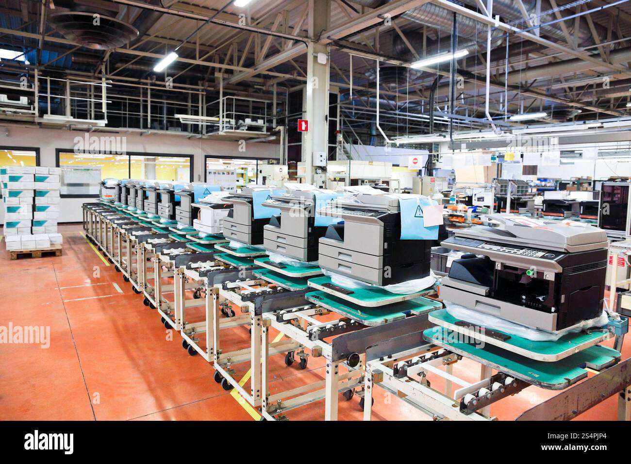 assembly line of office devices on factory Stock Photo - Alamy