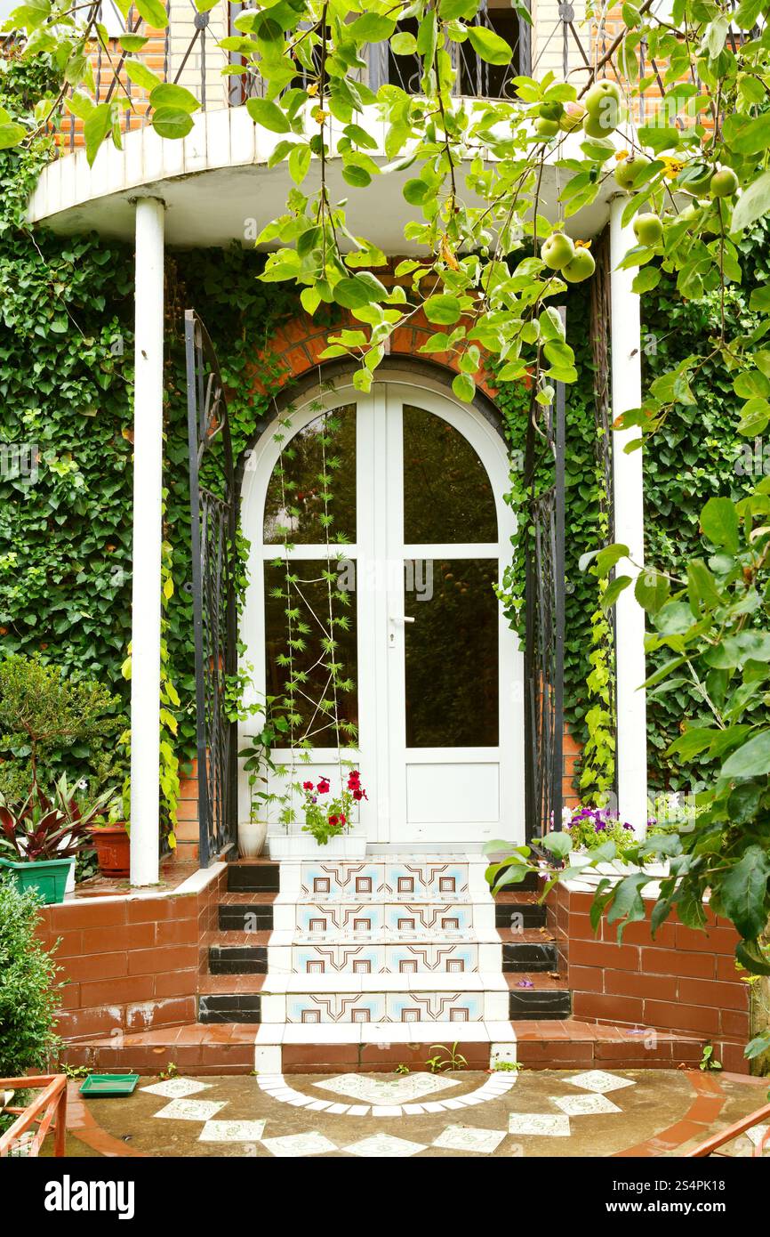steps, porch and door of new village house in summer day Stock Photo ...