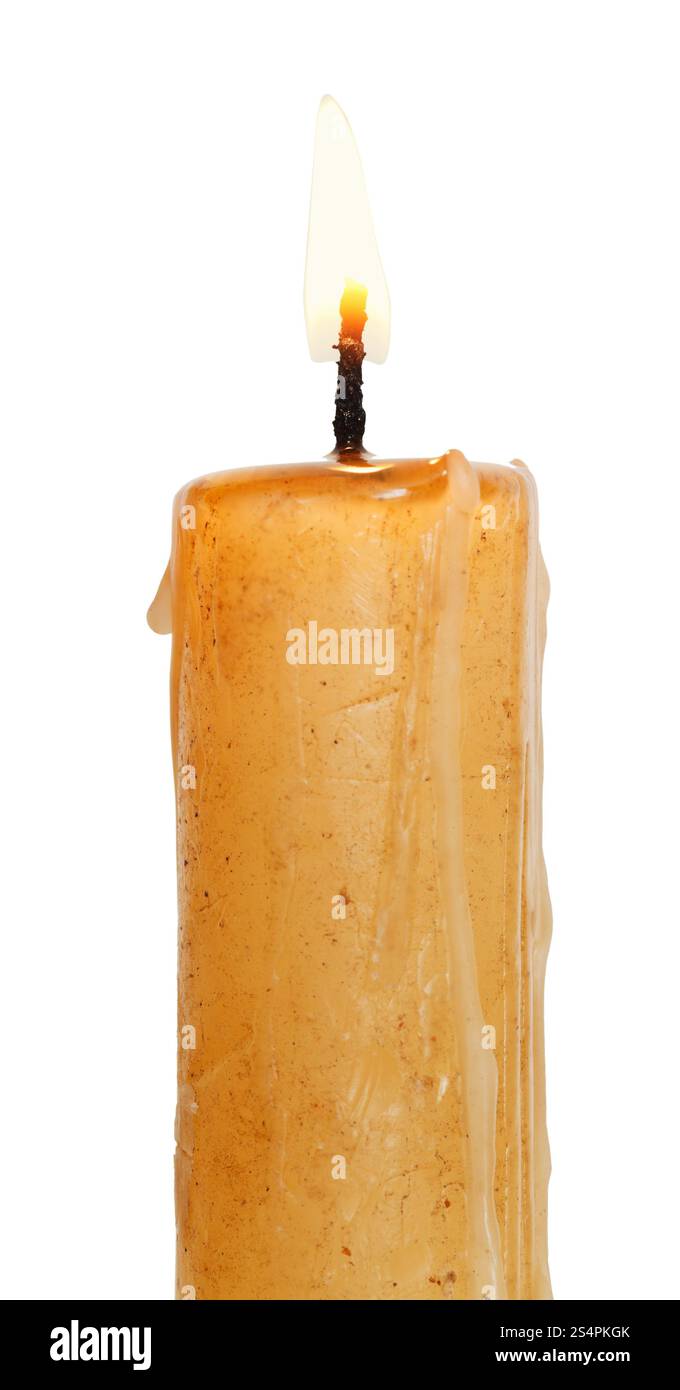 used burning candle close up isolated on white background Stock Photo ...