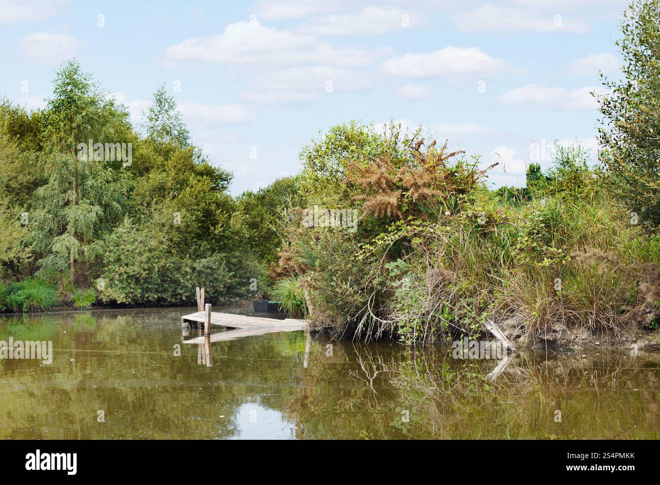 wooden gangplank in village de Breca, in Briere Regional Natural Park ...