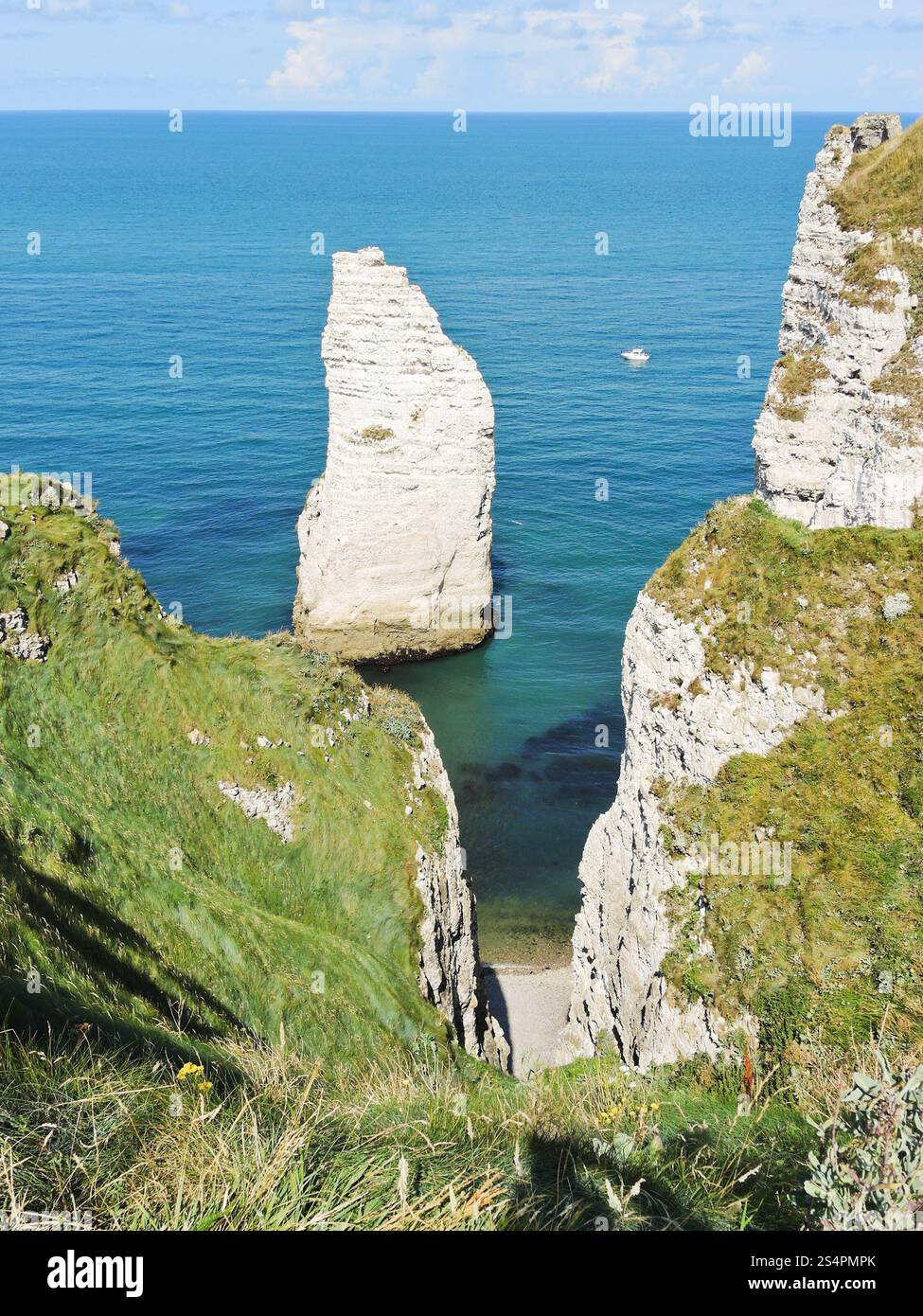 view english channel beach of Eretrat cote d'albatre, France Stock ...
