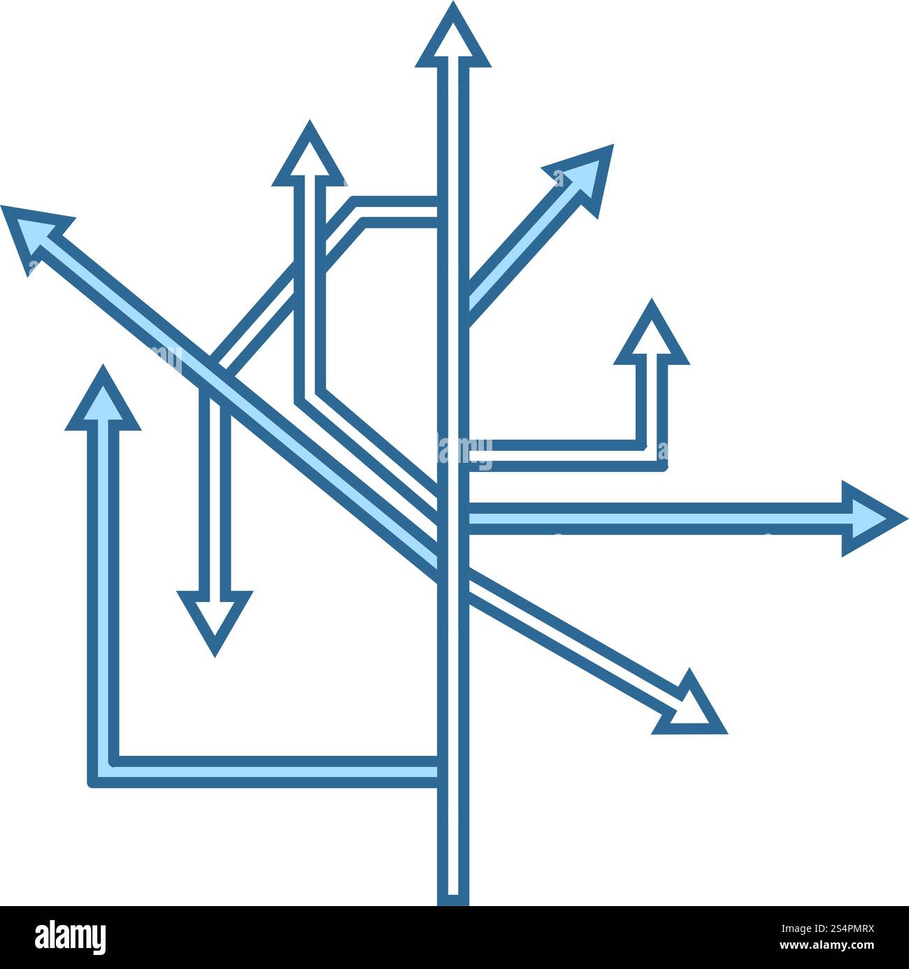 Direction Arrows Icon. Thin Line With Blue Fill Design. Vector ...