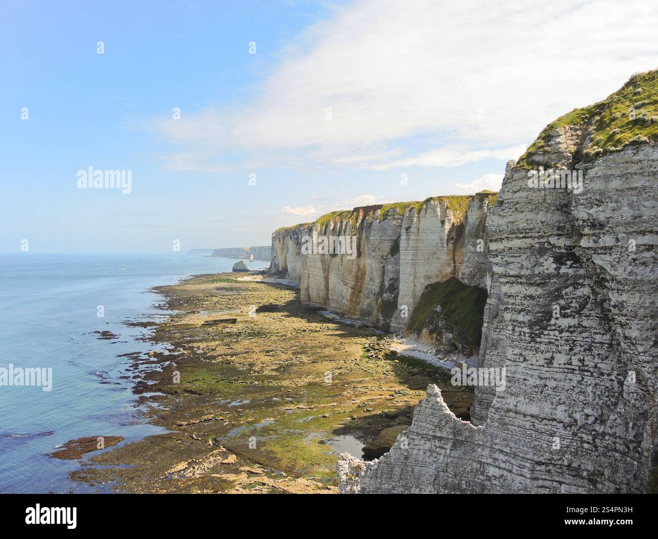 cote d'albatre of english channel coast during low tide near Eretrat ...