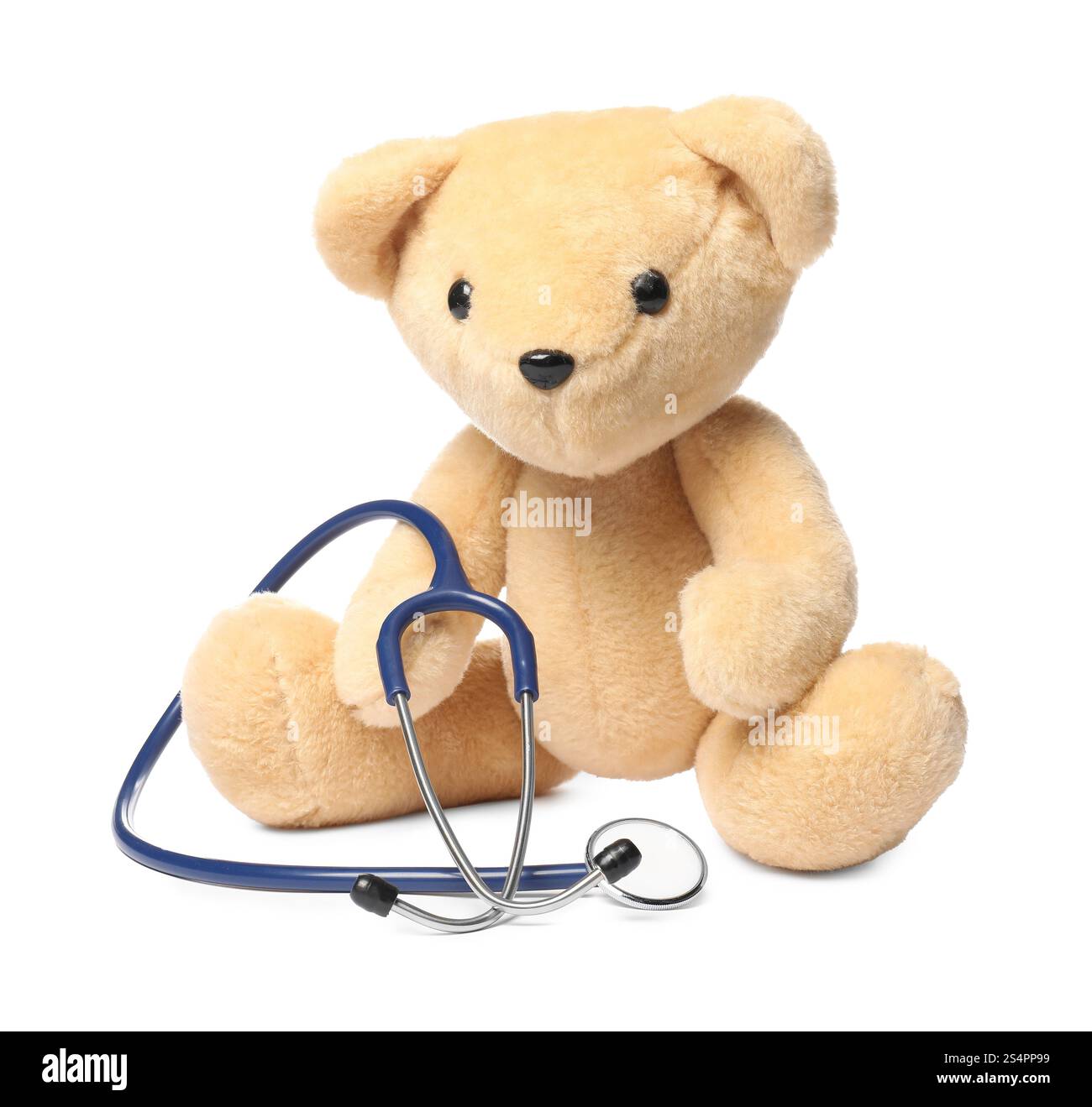 Pediatrics concept. Teddy bear with stethoscope isolated on white Stock ...