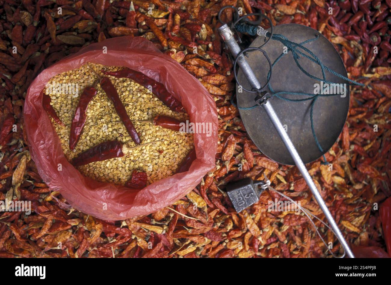 chili on the Market streets of Chongqing in the province of Sichuan in ...