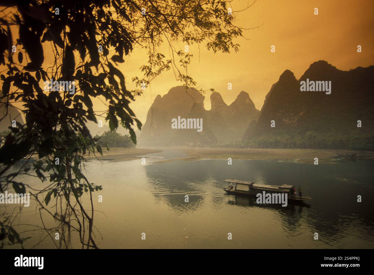 the landscape at the Li River near Yangshou near the city of Guilin in ...