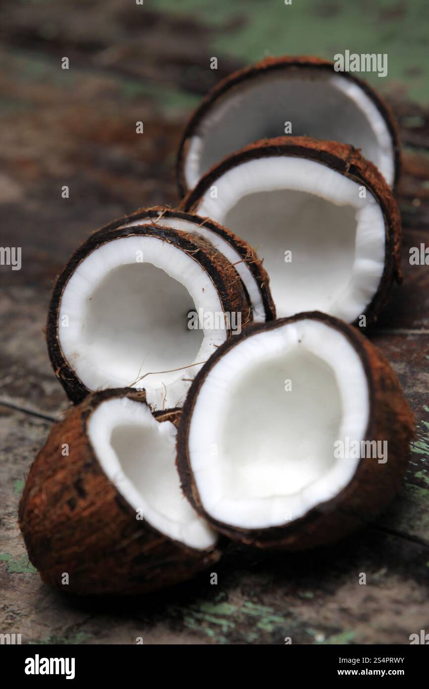 cocosnut fruit on the market on the Ko Tao Island in the Gulf of ...