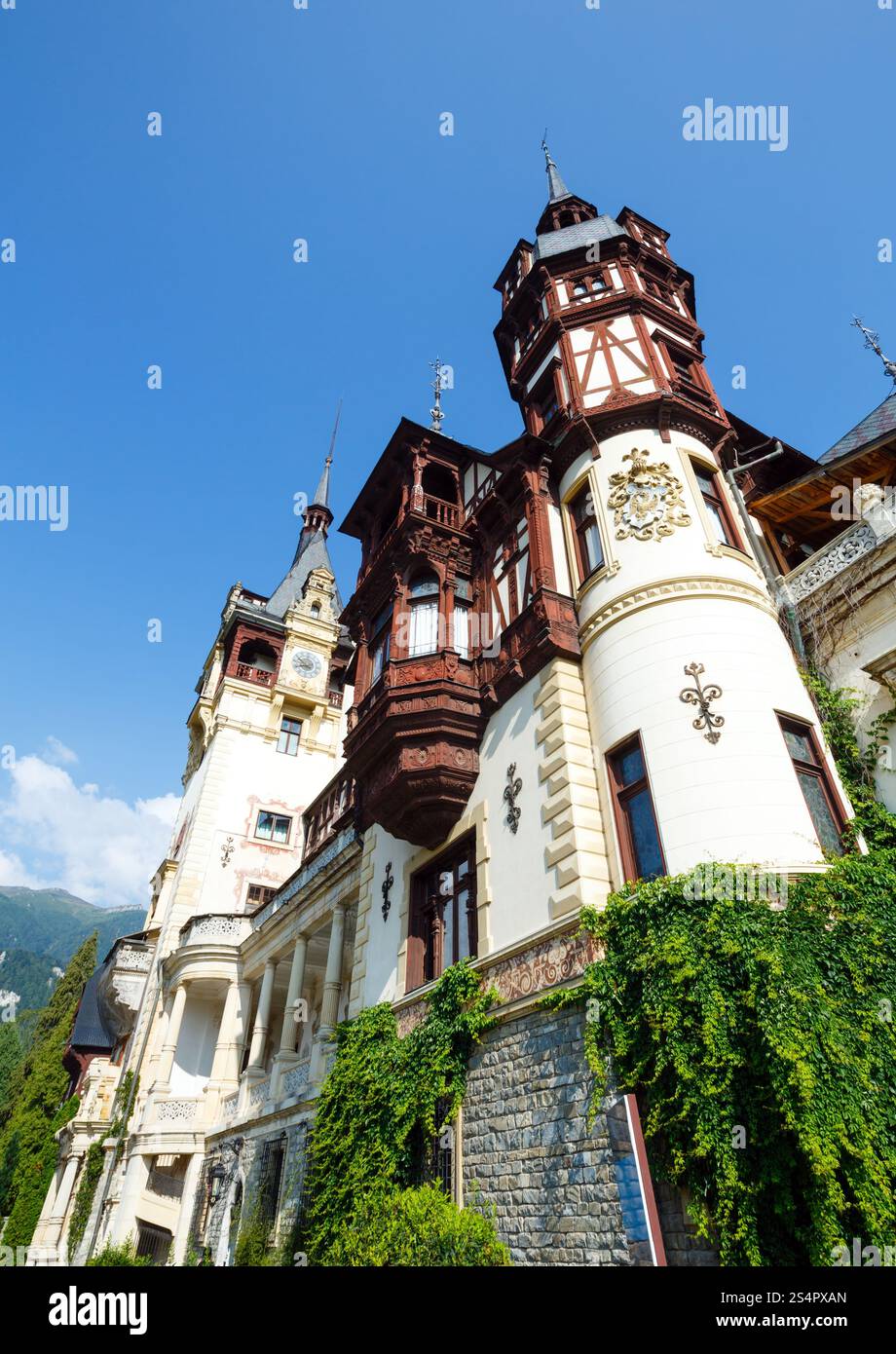 Peles Castle summer view (near Sinaia, Romania). Built between 1873 and ...