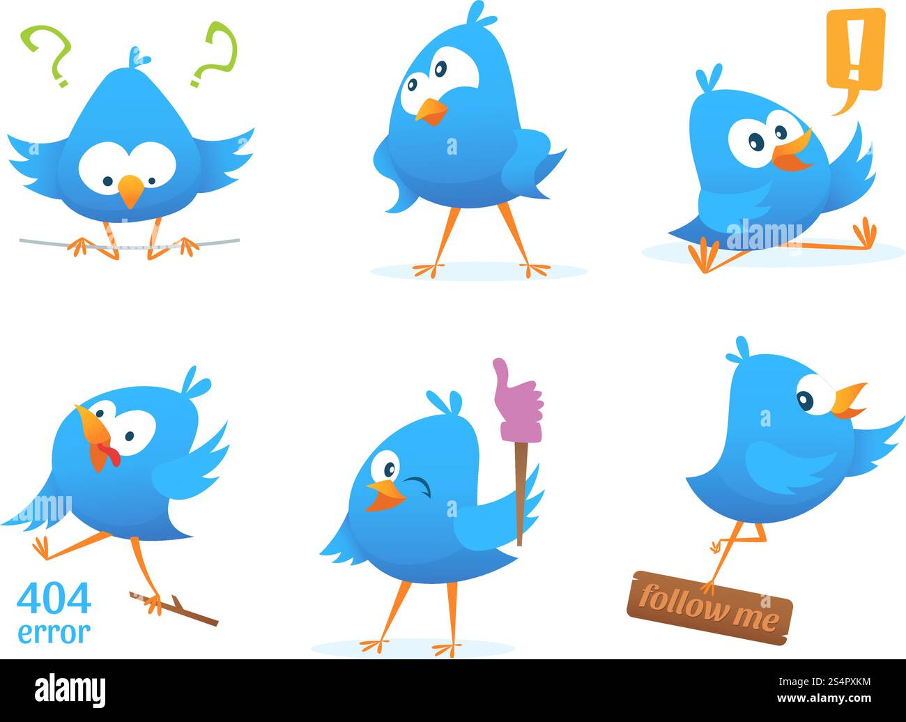 Funny characters of blue birds in action poses. Action bird, and funny ...