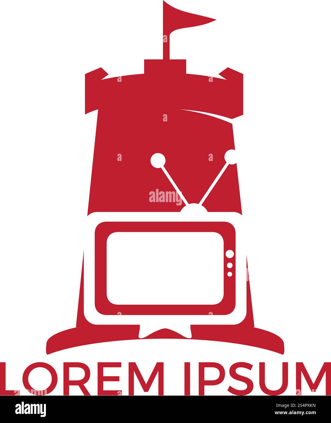 TV Media Fort Logo Design. TV Service Castle Logo Design Template Stock ...